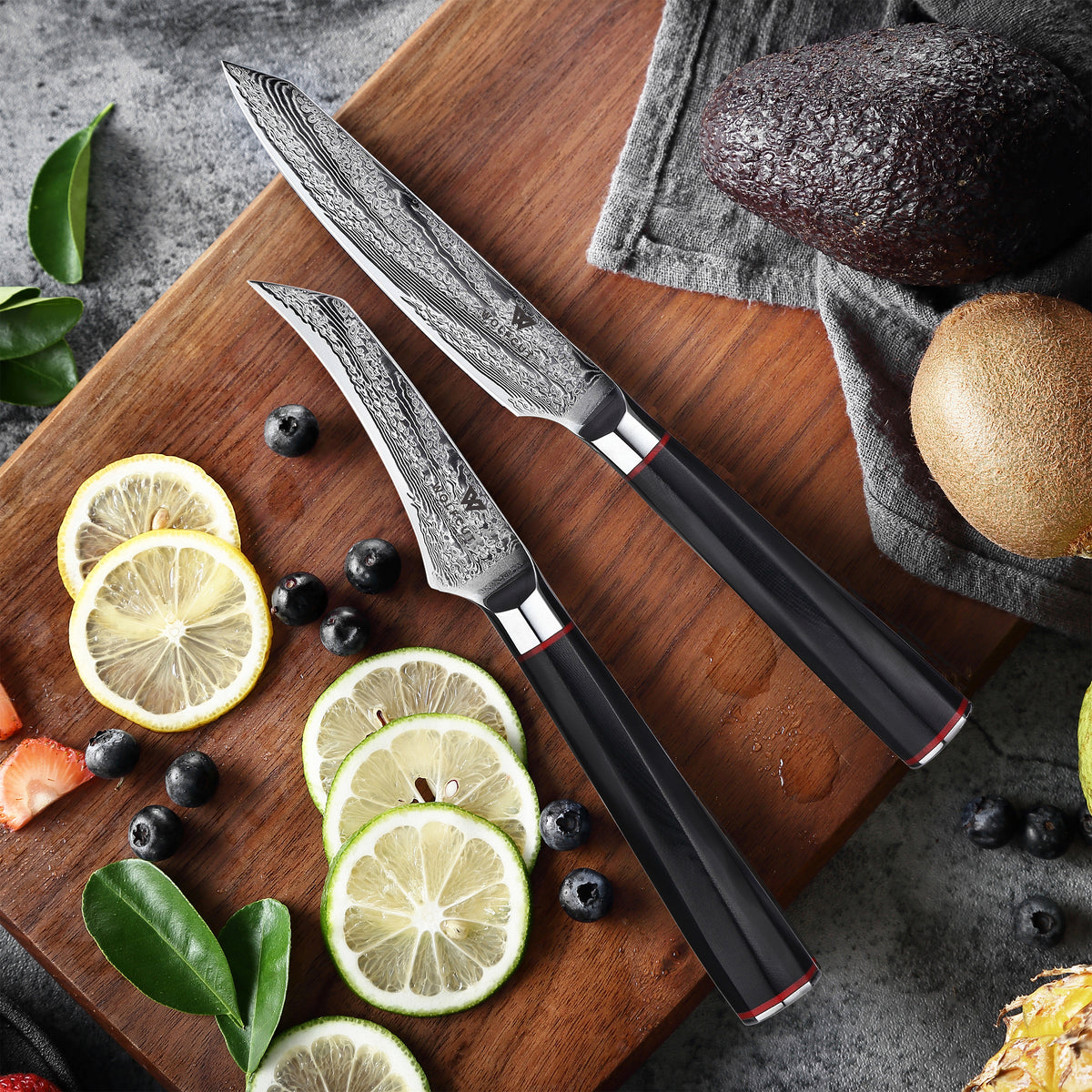 Damaskus Messer-Set 7-tlg. + Wetzstahl + Messerblock – Homeflixx